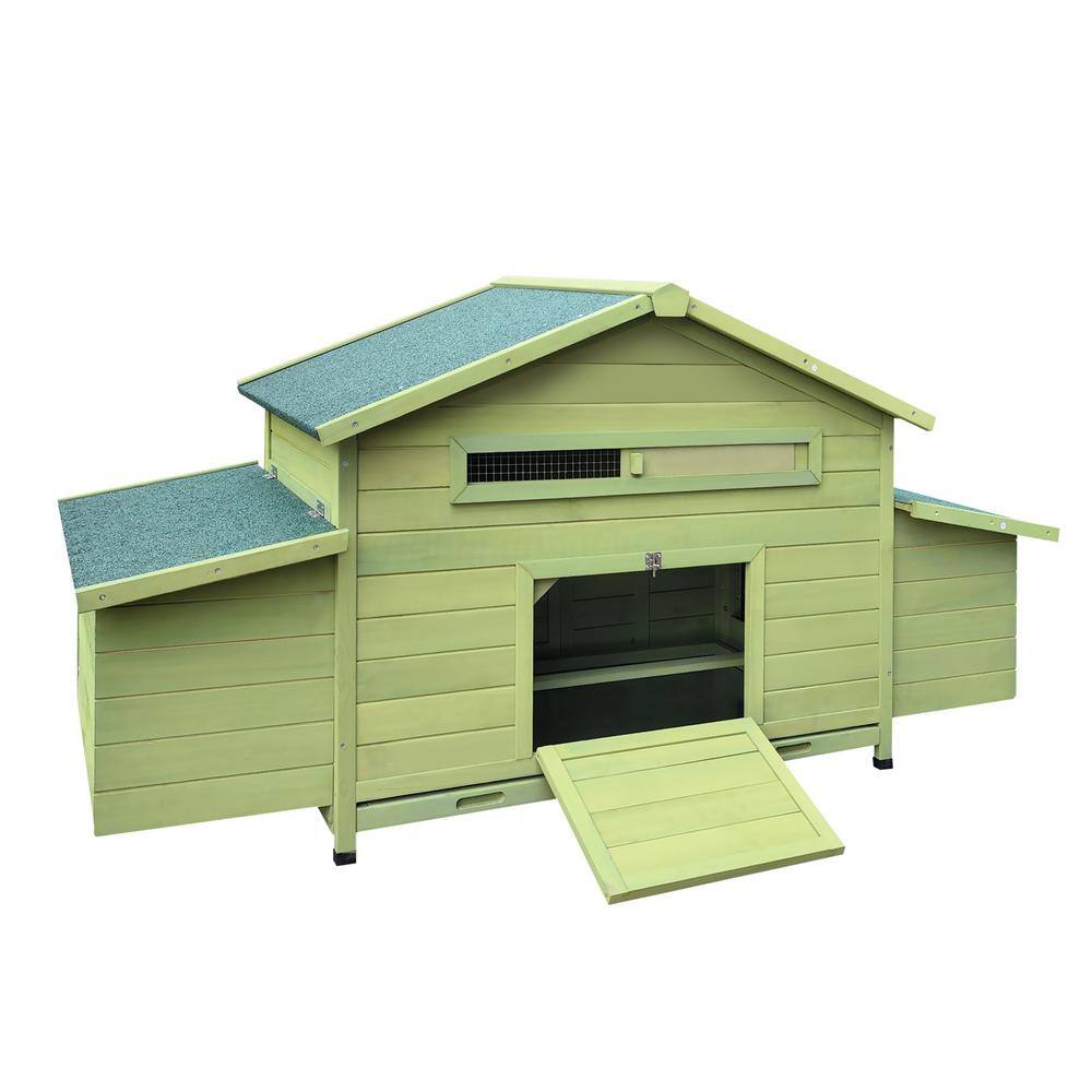 maocao hoom Wooden Chicken Coop Outdoor Hen House Poultry Cage with 2 ...