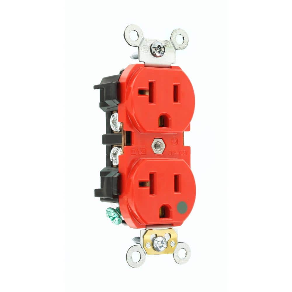 Leviton 20 Amp 125 V Hospital Grade Duplex Outlet/Receptacle, Red (1 ...