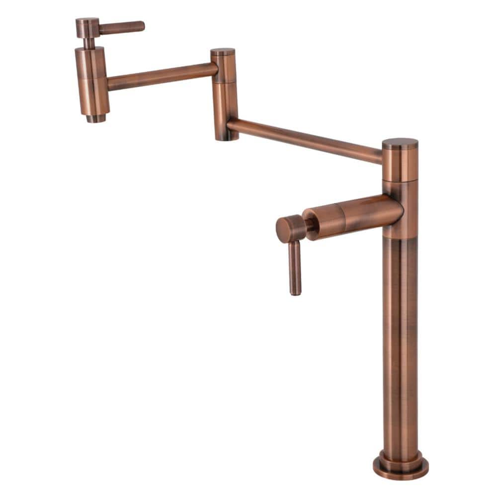 Kingston Brass Concord Deck Mount Pot Filler Faucet in Antique Copper ...