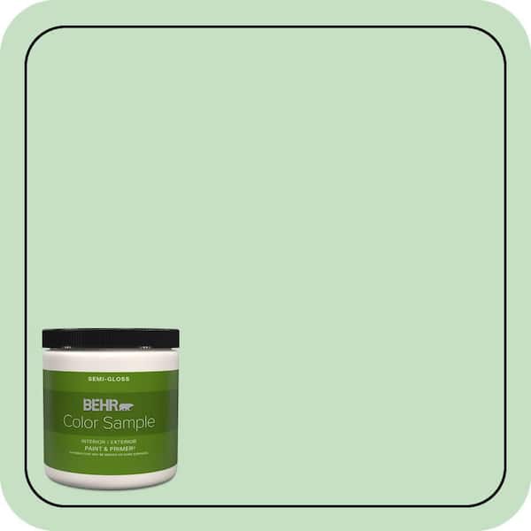 BEHR PREMIUM PLUS 8 oz. #450C-3 Green Myth Semi-Gloss Interior/Exterior ...