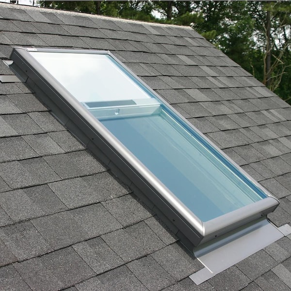 VELUX 22-1/2 in. x 46-1/2 in. Fixed Curb Mount Skylight with Laminated Low-E3 Glass, White Solar ...