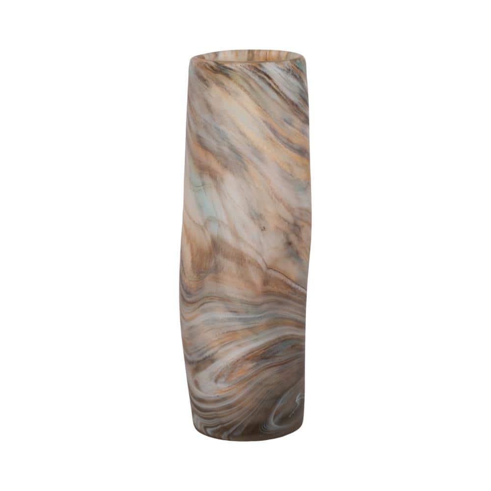 Liv & Skye 16 in. Ivory Glass Cylinder Dimpled Alabaster Decorative ...