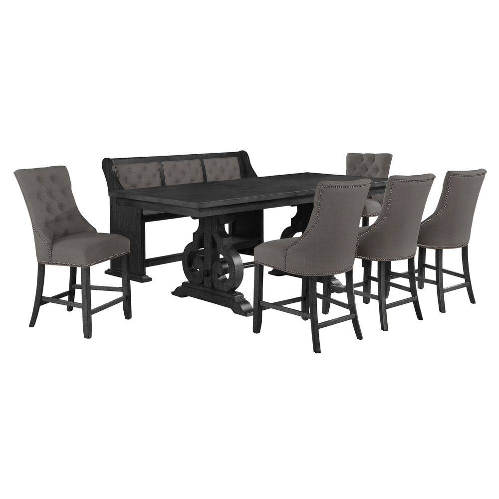 Best Quality Furniture Elias 7-Piece Rectangle Counter Height Dining ...