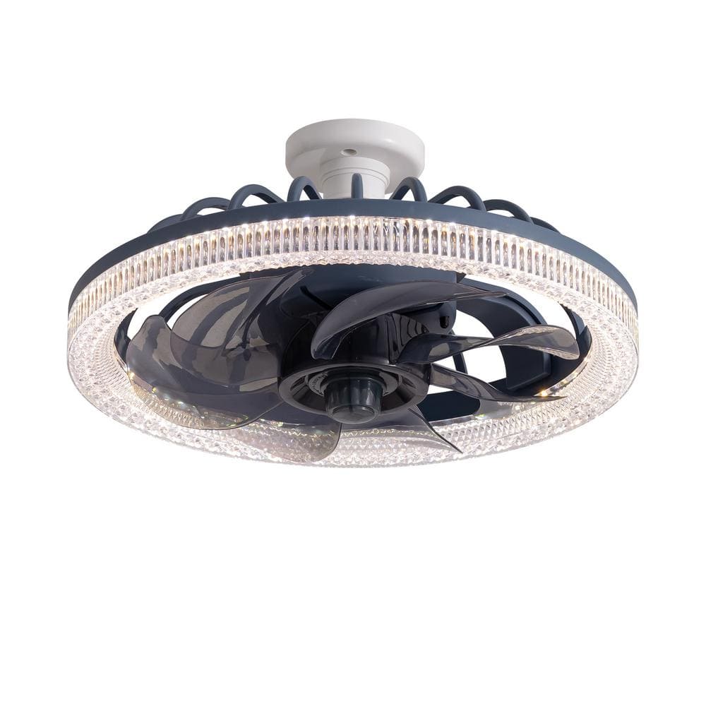 SILJOY 12 in. Indoor Gray Socket LED Ceiling Fan with Dimmable LED ...