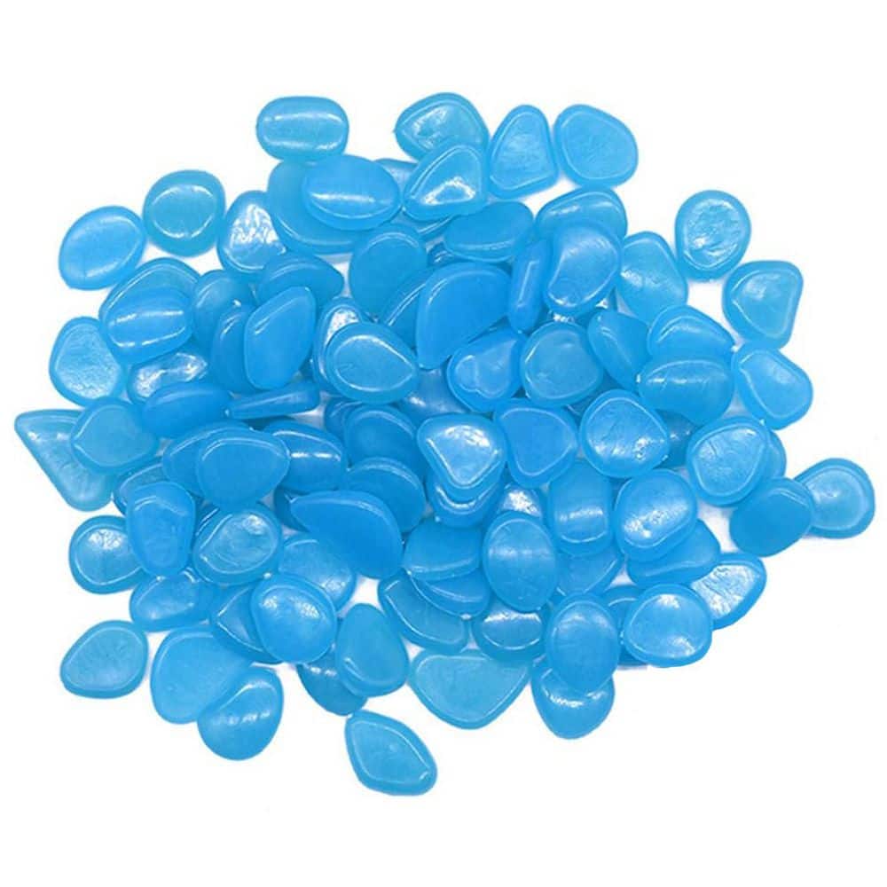 .N/A 0.9 cu. ft. Blue Glow in The Dark Stones Outdoor Garden Pebbles 2 ...