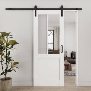 EH PUERTA 72 in. x 80 in. 1/2-Lite Mirrored Glass White Primed MDF ...