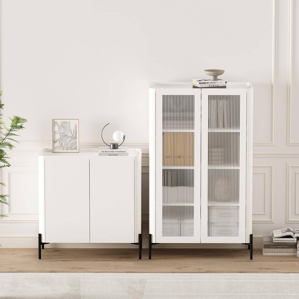 Manhattan Comfort Abbey 52.8 in. Tall White Composite Wood 4-Shelf ...