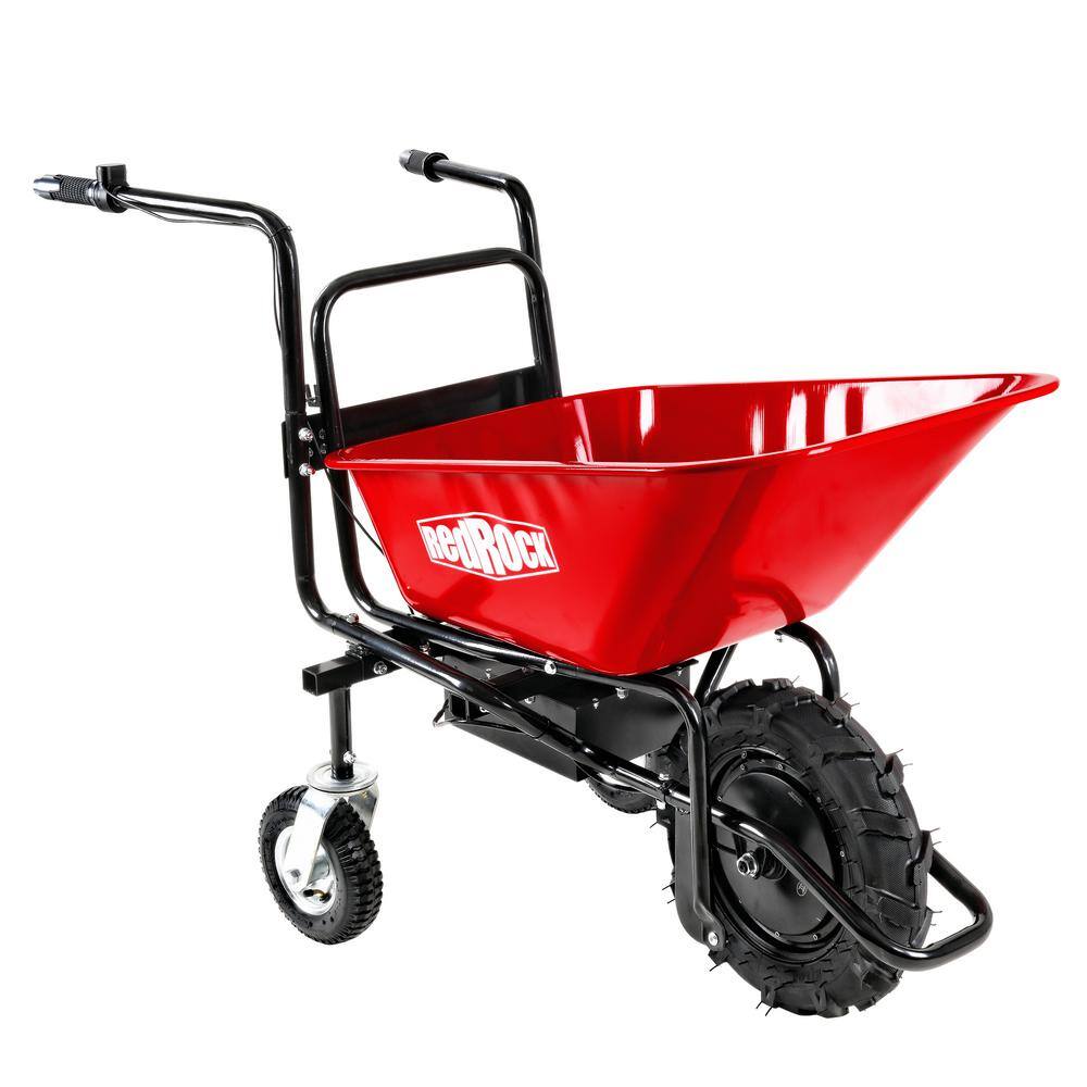 Merax 2.6 cu. ft. Powered Steel Bucket Wheelbarrow with Charger, 16 in ...