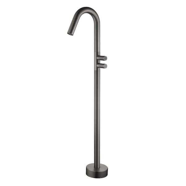 FLG 2-Handle Floor Mount Tub Faucet Brass Modern Freestanding Bathtub ...