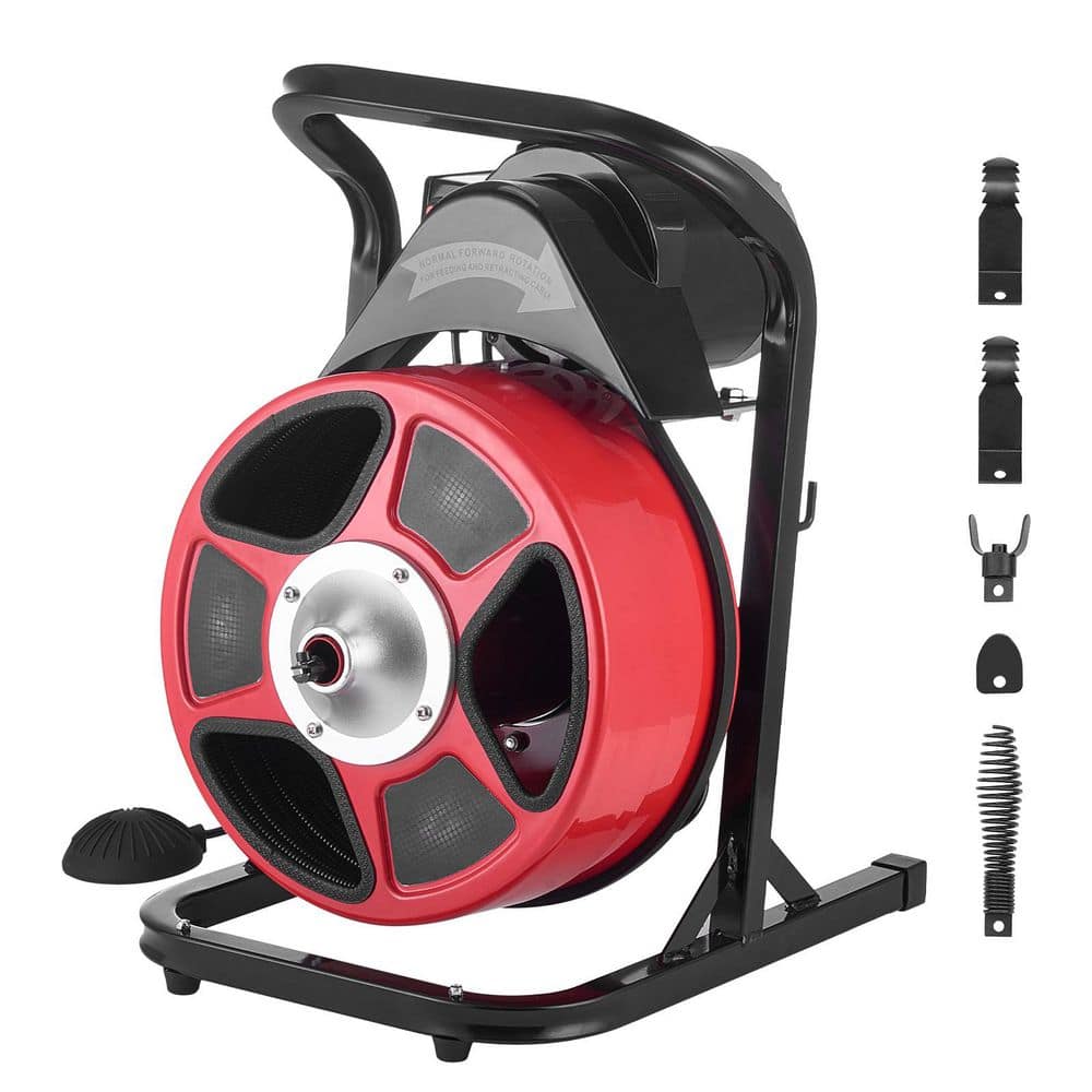 SKYSHALO 50 ft. x 1/2 in. Drain Cleaner Machine, Manual Feed Sewer ...