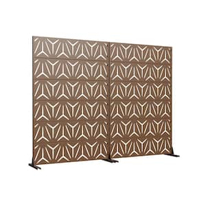 Dovelina 2-Piece 35 in. x 72 in. Brown Textured Metal Garden Screens ...