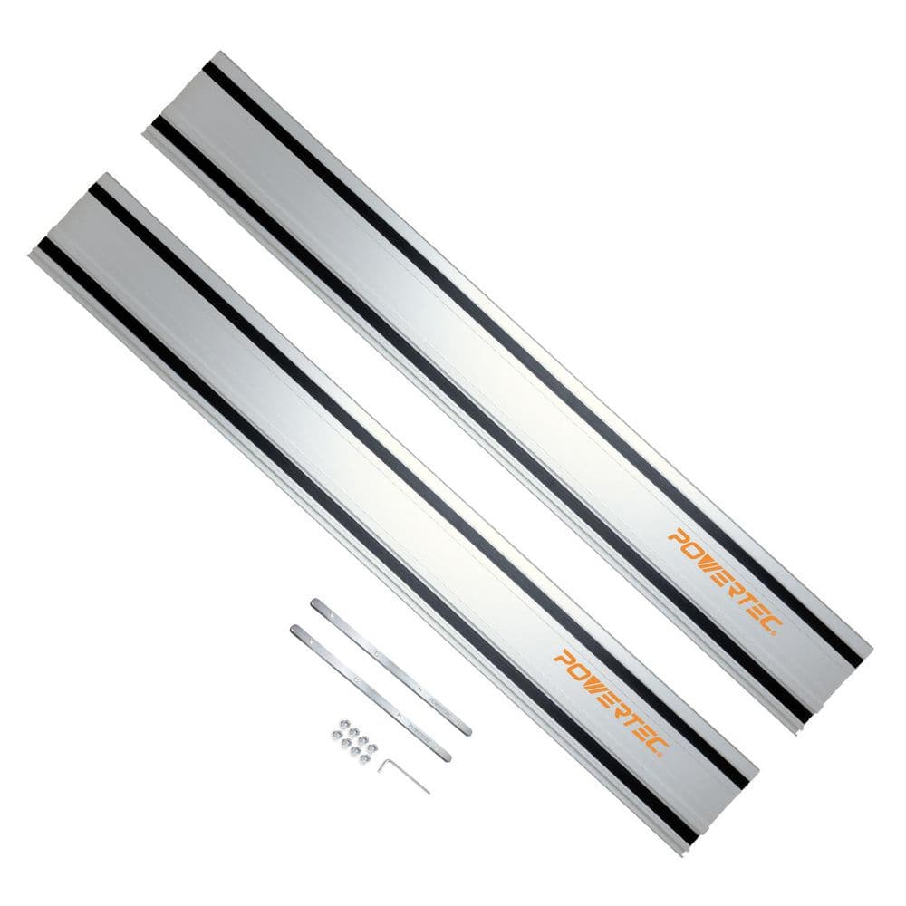 ‎POWERTEC 110 in. Aluminum Track Saw Guide Rail Joining Set for Milwaukee Track Saws Includes ...