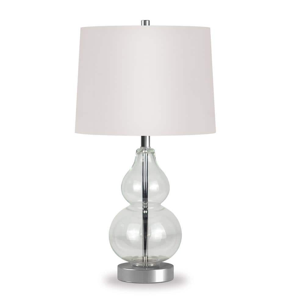 HomeRoots 21 in. White Glam Integrated LED Bedside Table Lamp with ...