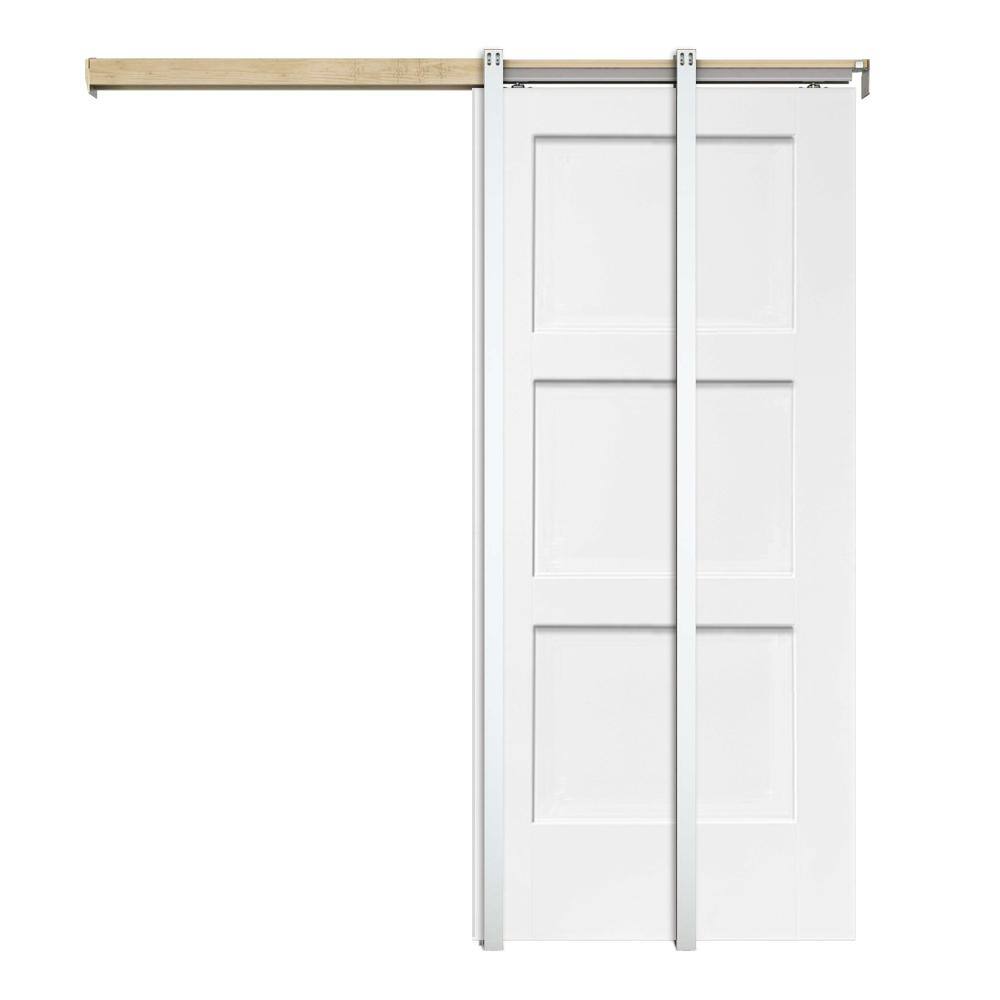 CALHOME 36 in. x 80 in. White Primed Composite MDF 3PANEL Equal Style ...