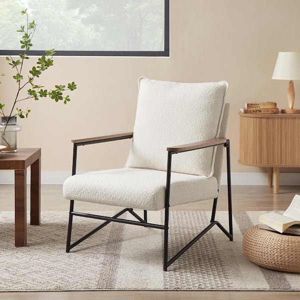 Art Leon EDEN White Fabric Accent Arm Chair SF064-1-WH-F - The Home Depot