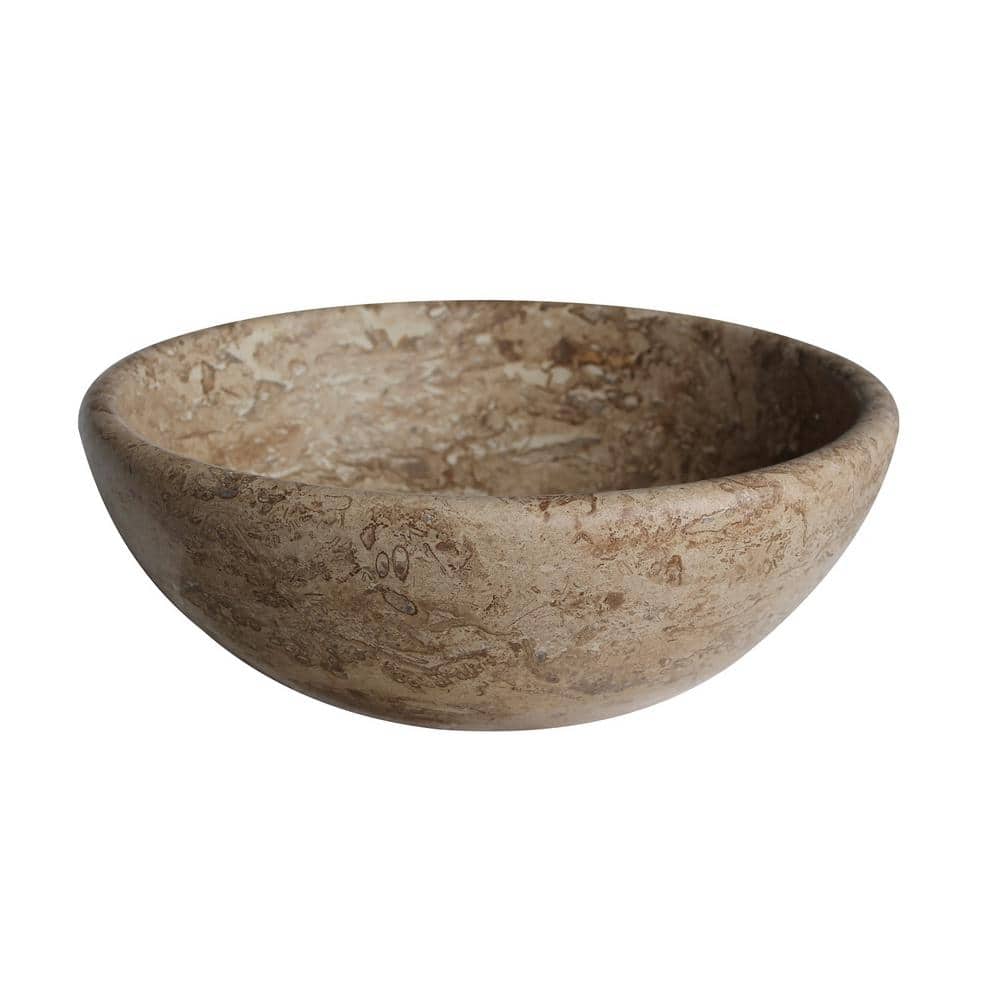 TashMart Round Natural Stone Vessel Sink in Almond Brown TM011-N - The ...
