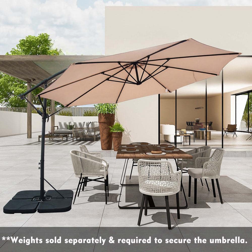 SUNRINX 12 ft. Cantilever Outdoor Patio Umbrella in Champagne MG19-1HW ...