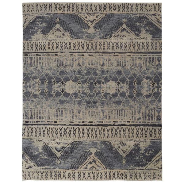 HomeRoots 4 ft. x 6 ft. Gray, Blue, Ivory Abstract Area Rug 2000567515 ...