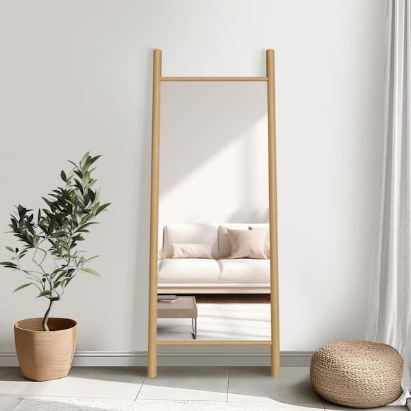 Lirago 24 in. W x 63 in. H Ladder-Style Solid Wood Framed Mirror in Oak ...