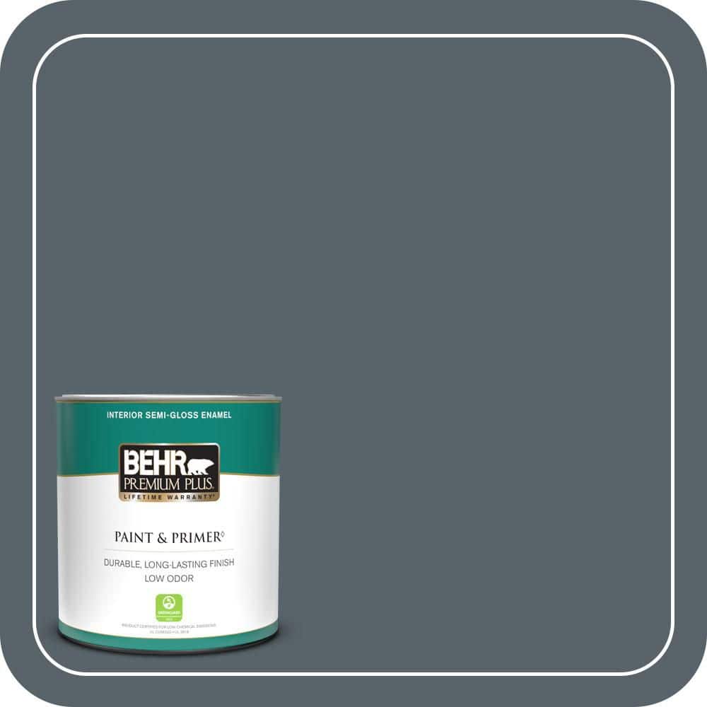 BEHR PREMIUM PLUS 1 qt. #N490-6 Calligraphy Semi-Gloss Enamel Low Odor ...