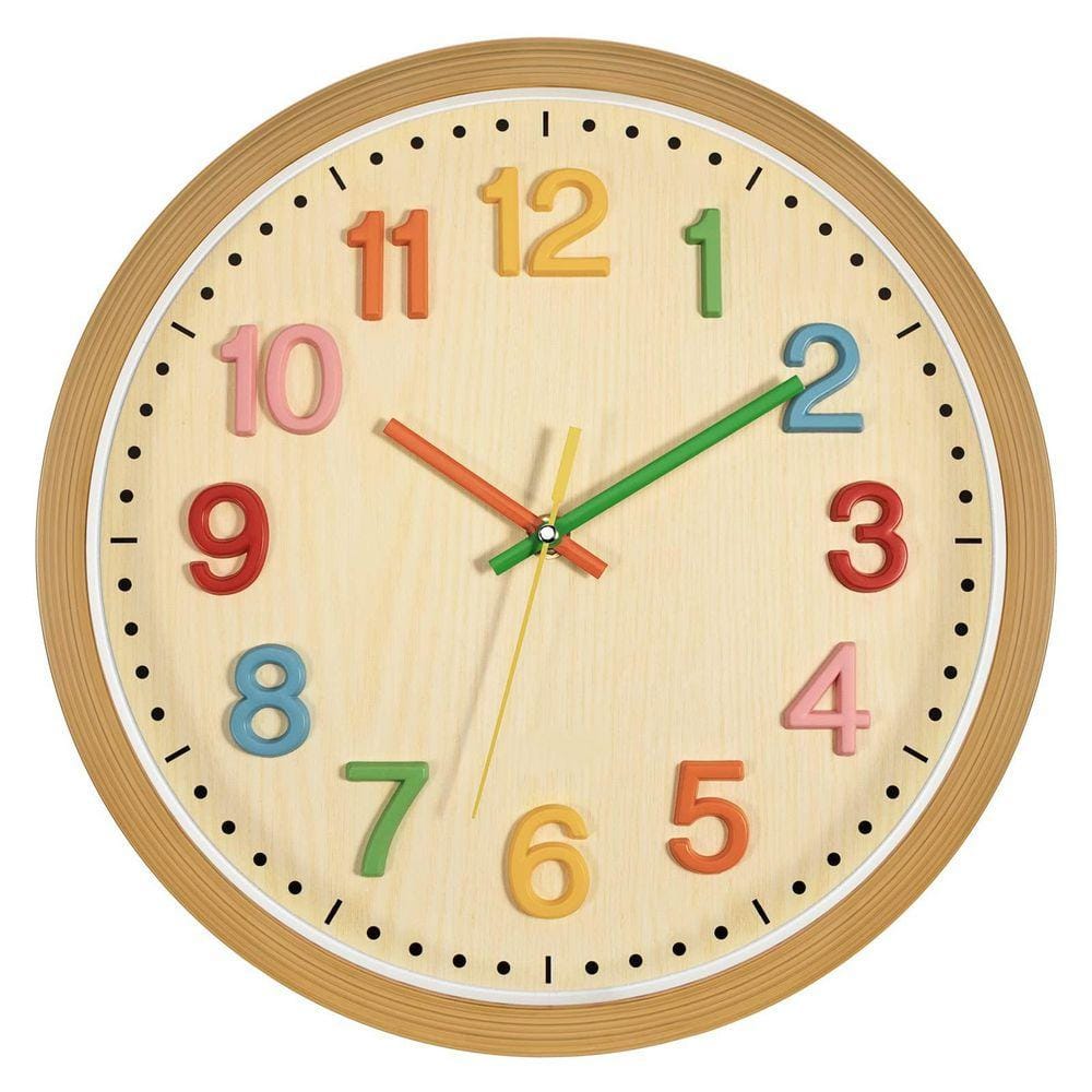 12 in. Multi-Colored Wall Clock Non-Ticking Battery Operated AVRS18 ...