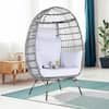 BFB Outdoor Oversized Gray Rattan Egg Chair Indoor Outdoor Chair JF ...