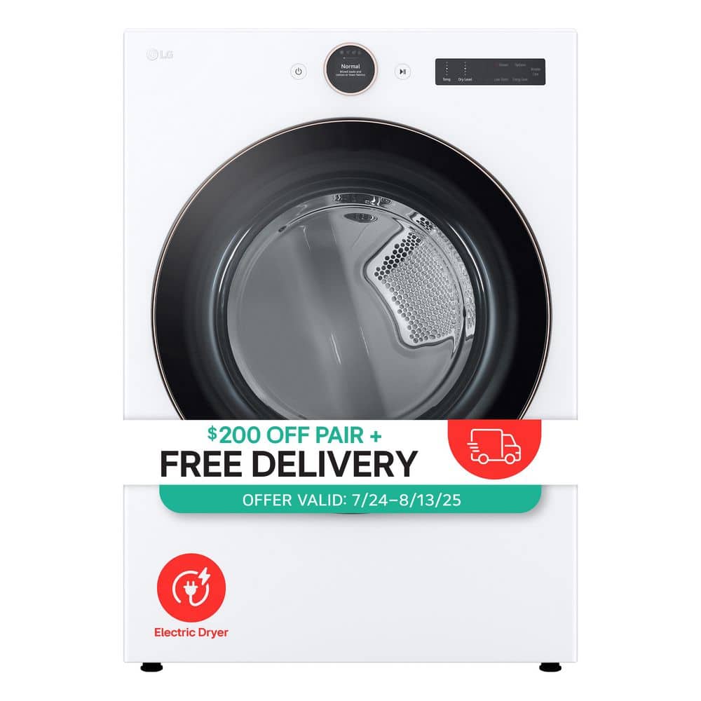 LG 7.4 cu. ft. Vented Stackable SMART Electric Dryer in White with ...