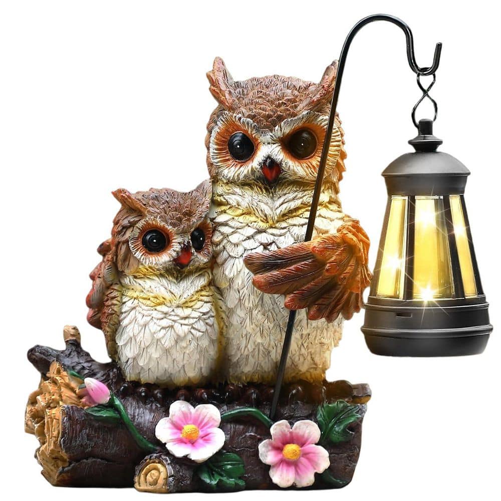 Garden Owls Statue with Solar LED Lantern,Gifts for Mom Yard Art ...