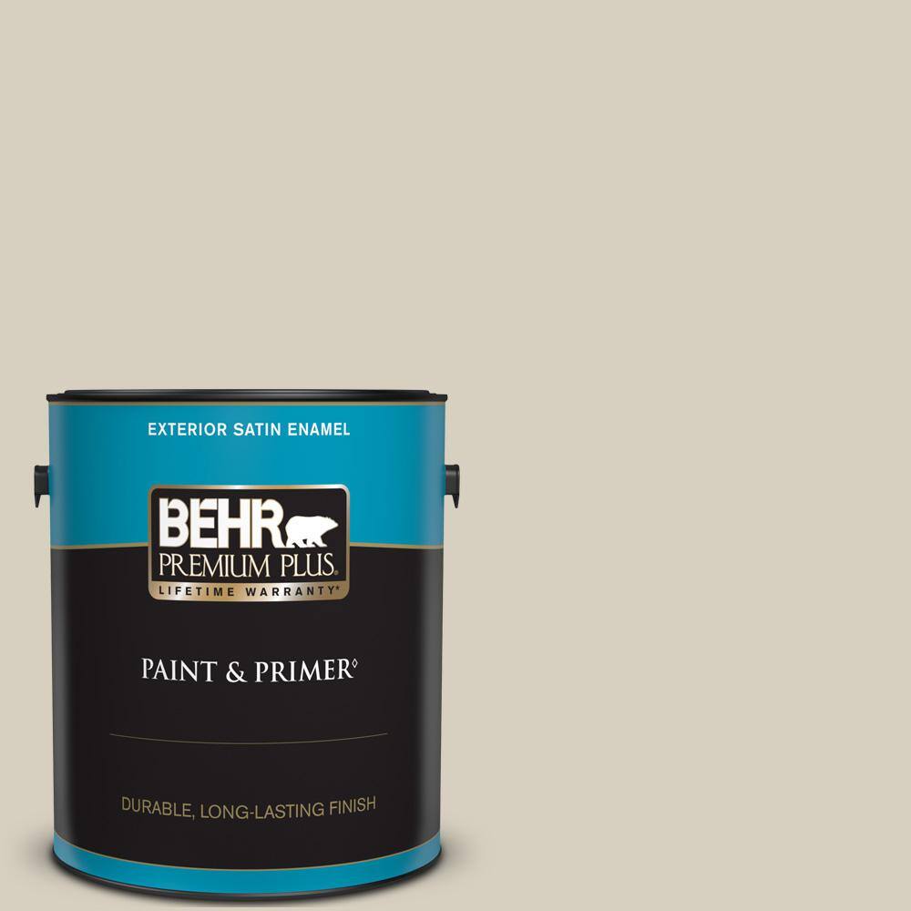 BEHR PREMIUM PLUS 1 gal. #PPU7-09 Aged Beige Satin Enamel Exterior ...