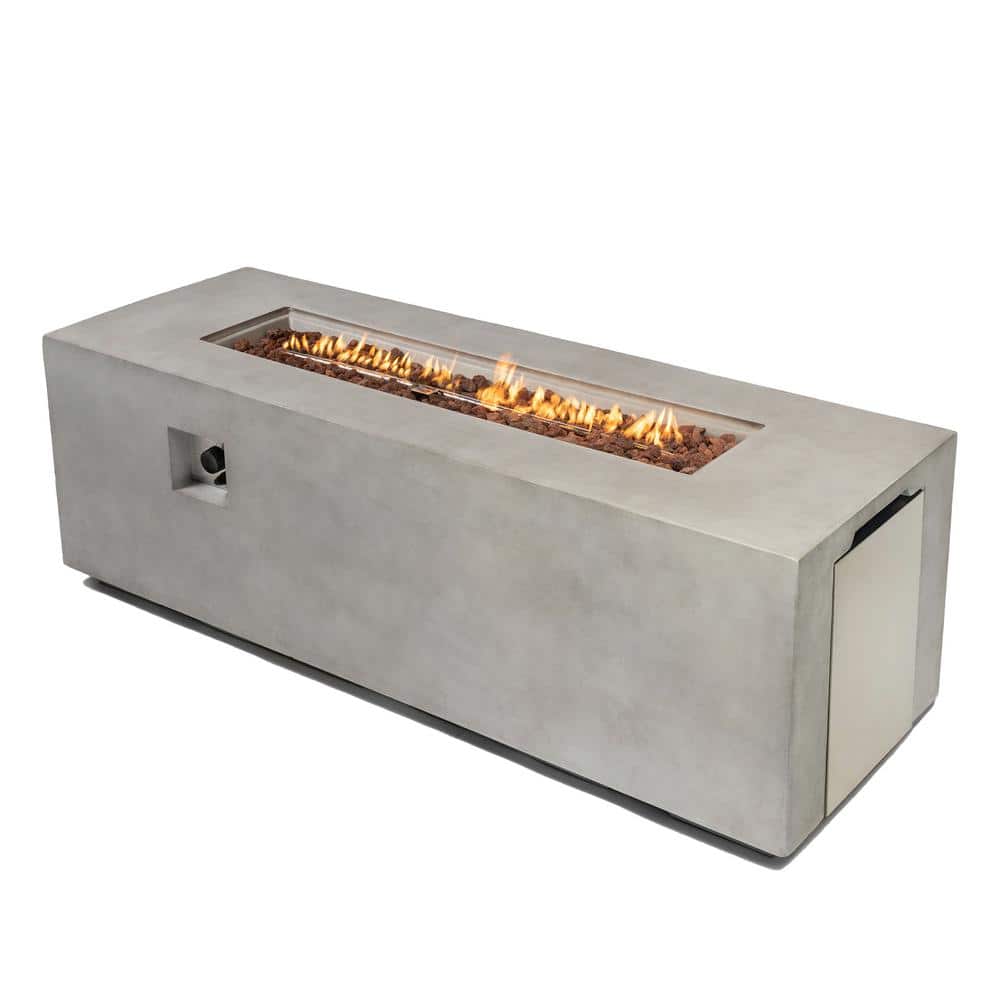 Boosicavelly 70 in. x 24 in. Rectangular Concrete Gas/Propane Fire Pit ...