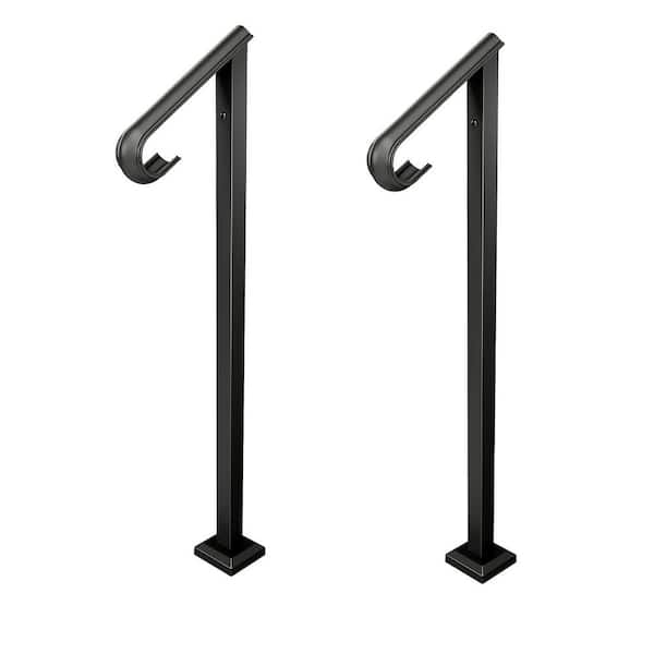Afoxsos 11.8 in. Wrought Iron Handrails for Outdoor Steps, Single Post ...