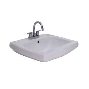Barclay Products Caroline 450 Wall-Hung Sink in White with 4 in. Centerset Faucet Holes 4-2004WH ...
