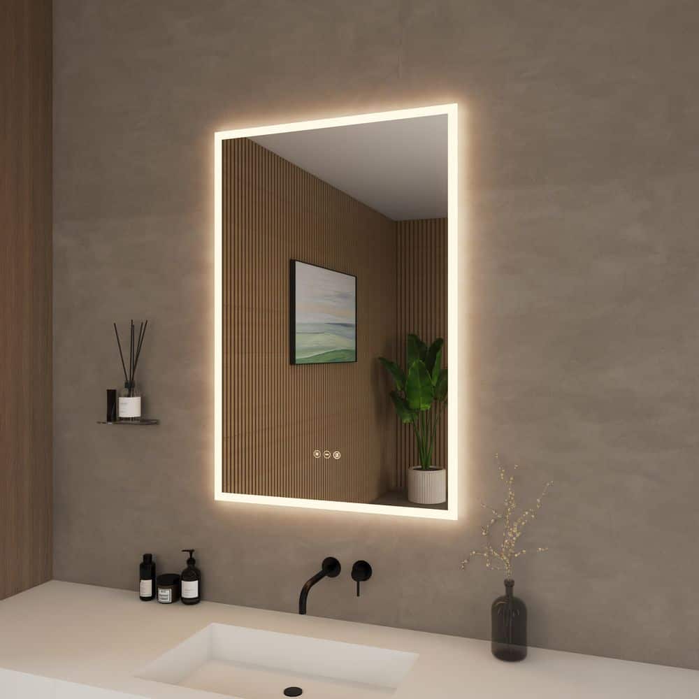 Wyndham Collection Element 24 in. W x 36 in. H Rectangular Frameless ...