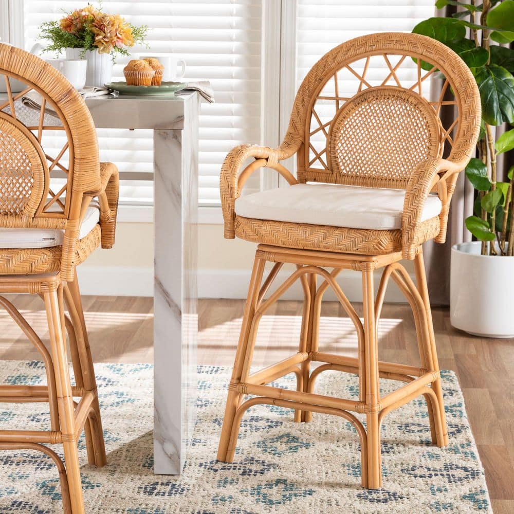bali & pari Adam 42.1 in. H Light Honey Rattan Counter Stool 265-14385 ...