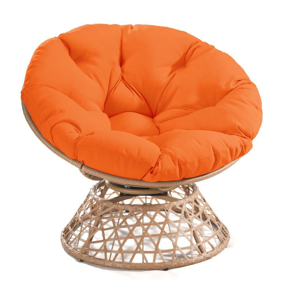 JOYSIDE Yellow Wicker Outdoor Patio Papasan Chair Dining Chair with ...