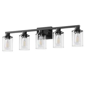 Bel Air Lighting Kennedy 34.5 in. 4-Light Black Bathroom Vanity Light ...
