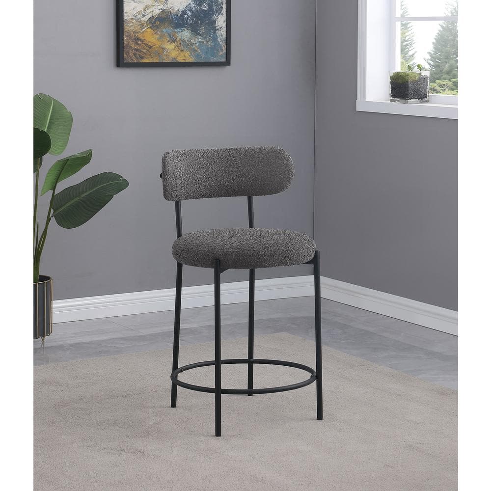 Coaster Viola 25 in. Black Open Back Metal Counter Stool with Fabric ...