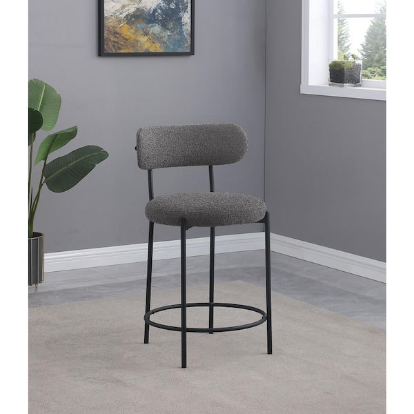 Coaster Viola 25 in. Black Open Back Metal Counter Stool with Fabric ...