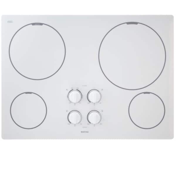 Maytag 30 in. Smooth Surface Electric Cooktop in White with 4 Elements ...