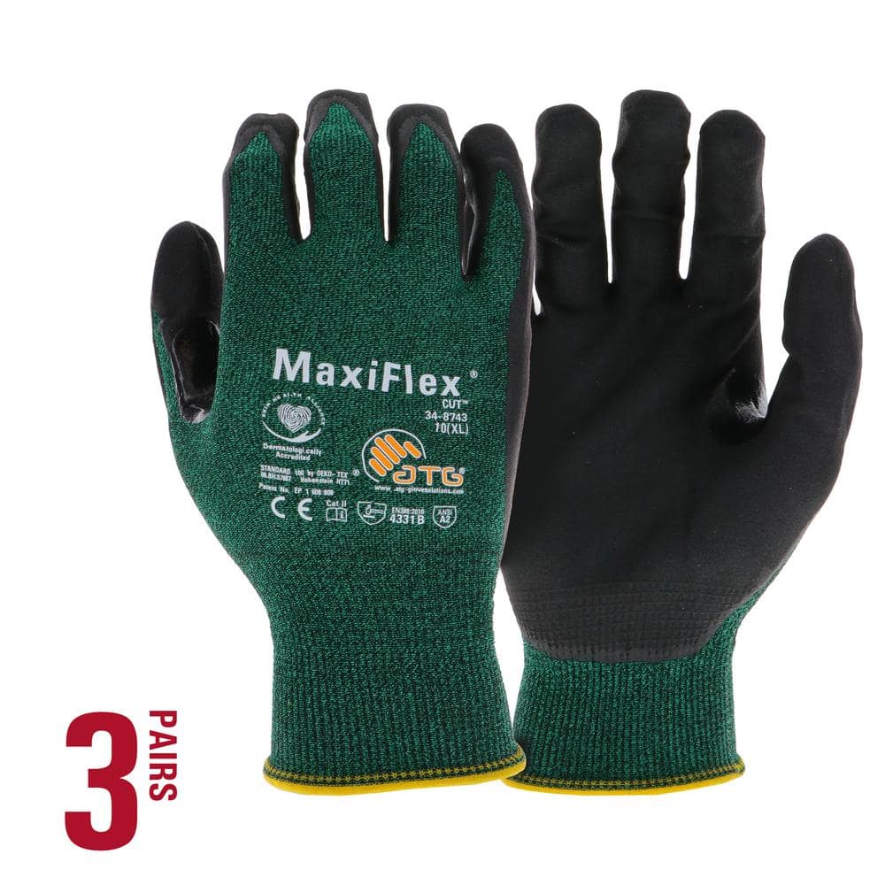 ATG MaxiFlex Cut Men's Medium Green ANSI 2-Premium Nitrile-Coated ...
