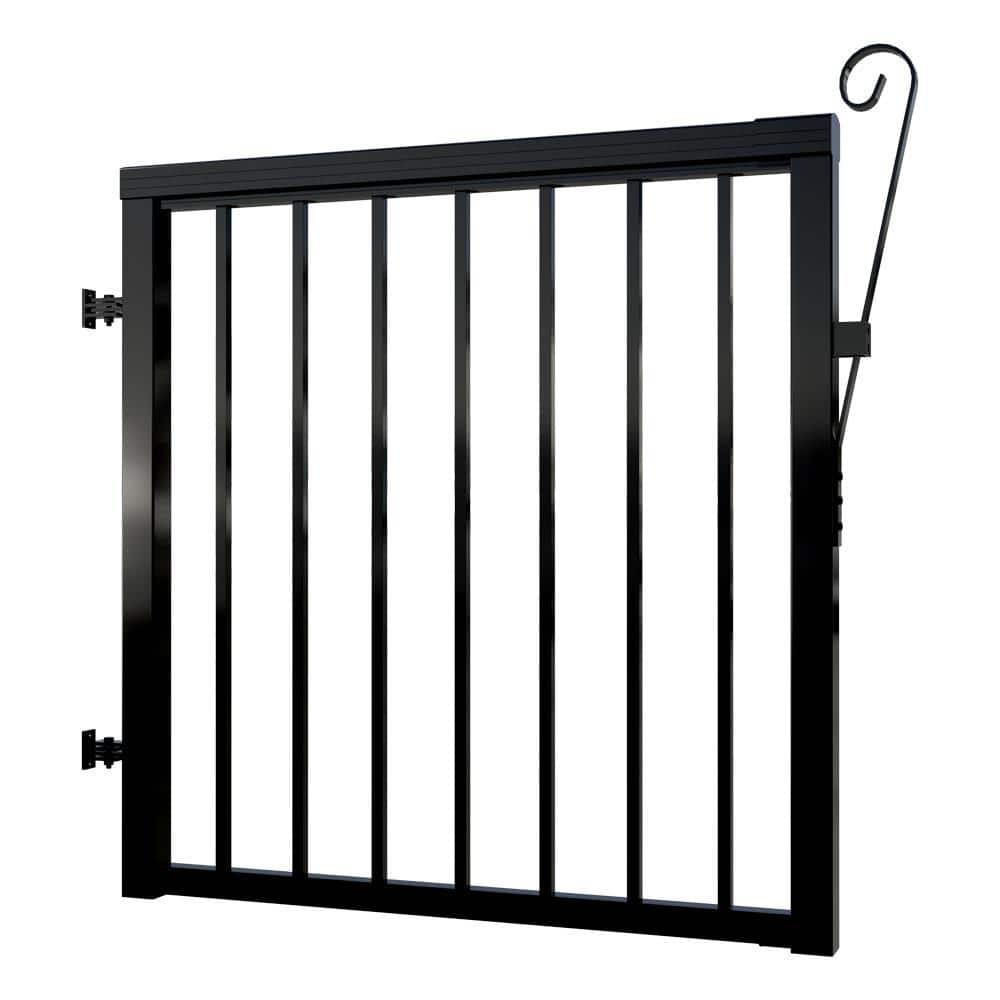 Peak Aluminum Railing 42 in. x 40 in. Black Aluminum Deck Railing ...