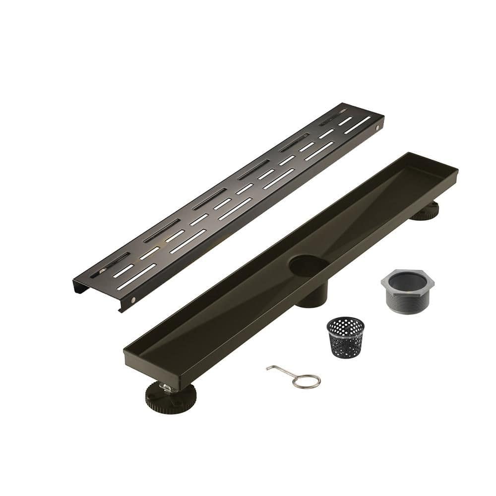 Elegante Drain Collection 28 in. Linear Stainless Steel Shower Drain ...