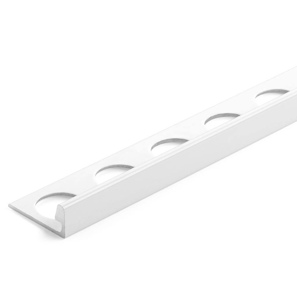TrimMaster White 1/2 in. x 98-1/2 in. PVC L-Shaped Tile Edging Trim ...