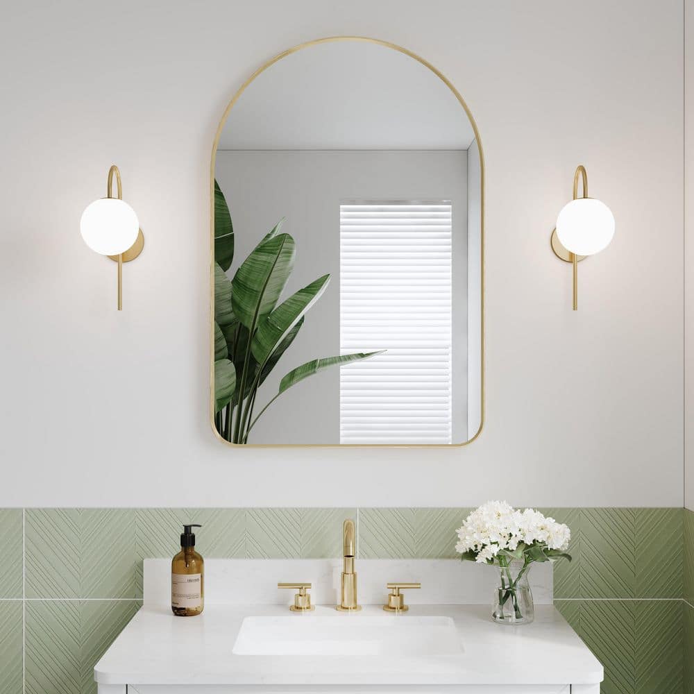 FORCLOVER 24 in. W x 36 in. H Arch Framed Wall Mount Bathroom Vanity ...