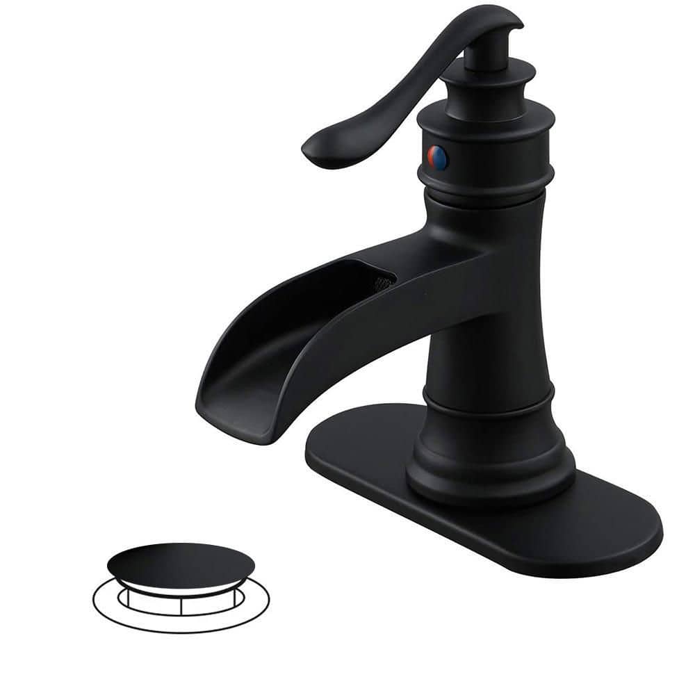 HOMEMYSTIQUE Single Handle Single Hole Bathroom Faucet with Drain Kit ...