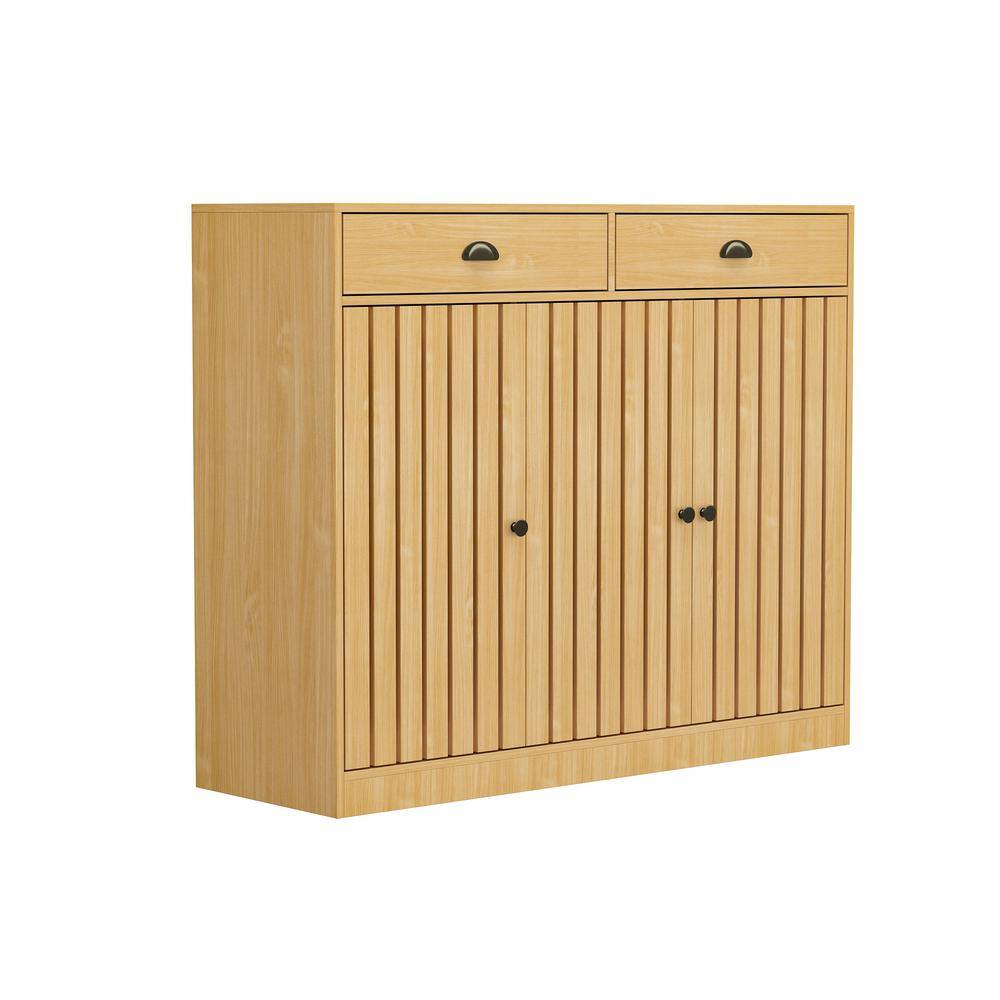 FUFU&GAGA 39.4 in. H x 47.2 in. W Burly Wood Grain Wooden Shoe Storage ...