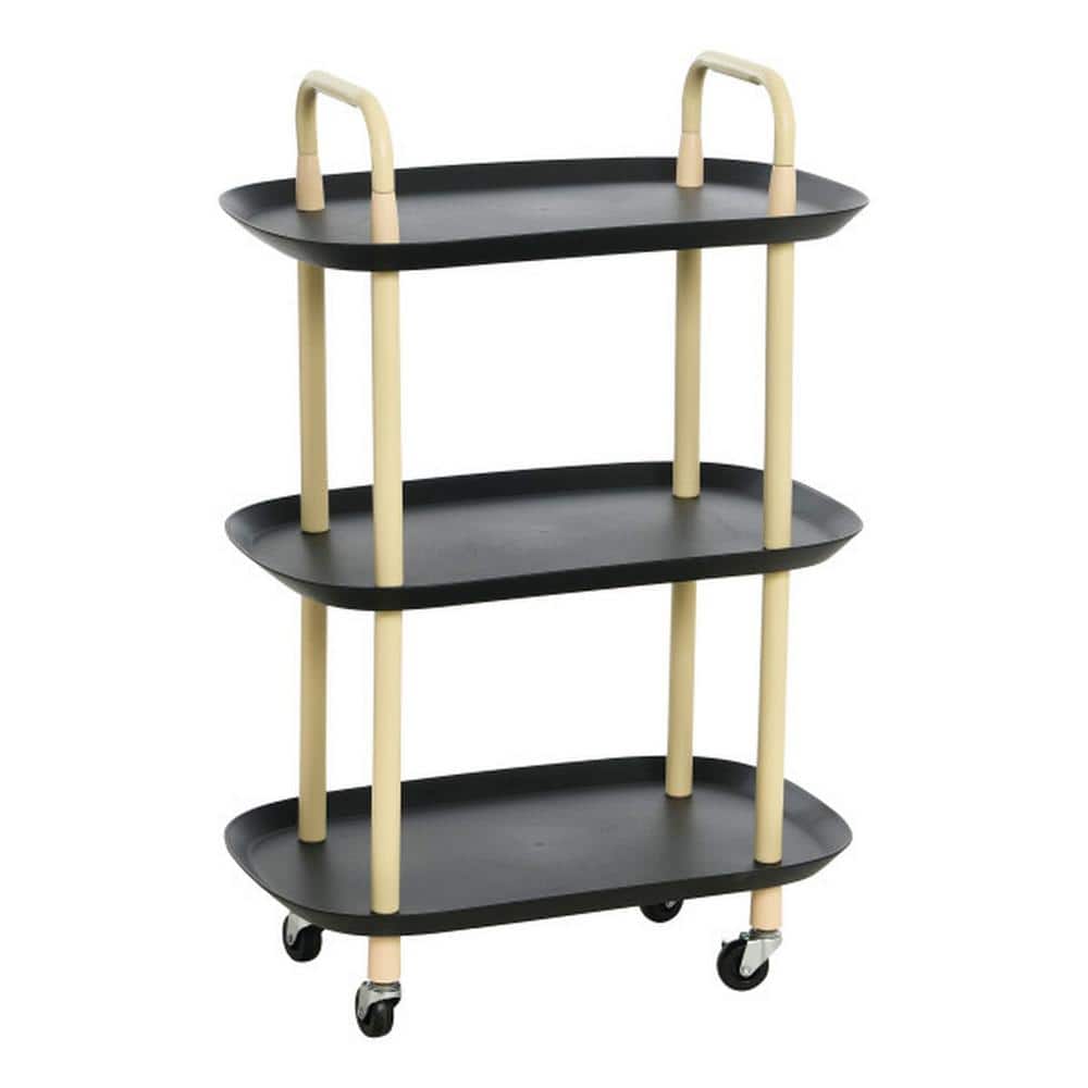 Storied Home Modern Plastic and Metal 3-Tier Trolley with 4-Locking ...