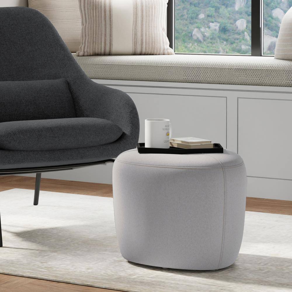 Simpli Home Moore 18 in. Wide Contemporary Irregular Small Ottoman in ...