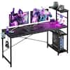 Bestier 61 in. Rectangular Black Grained Gaming Desk with RGB LED ...