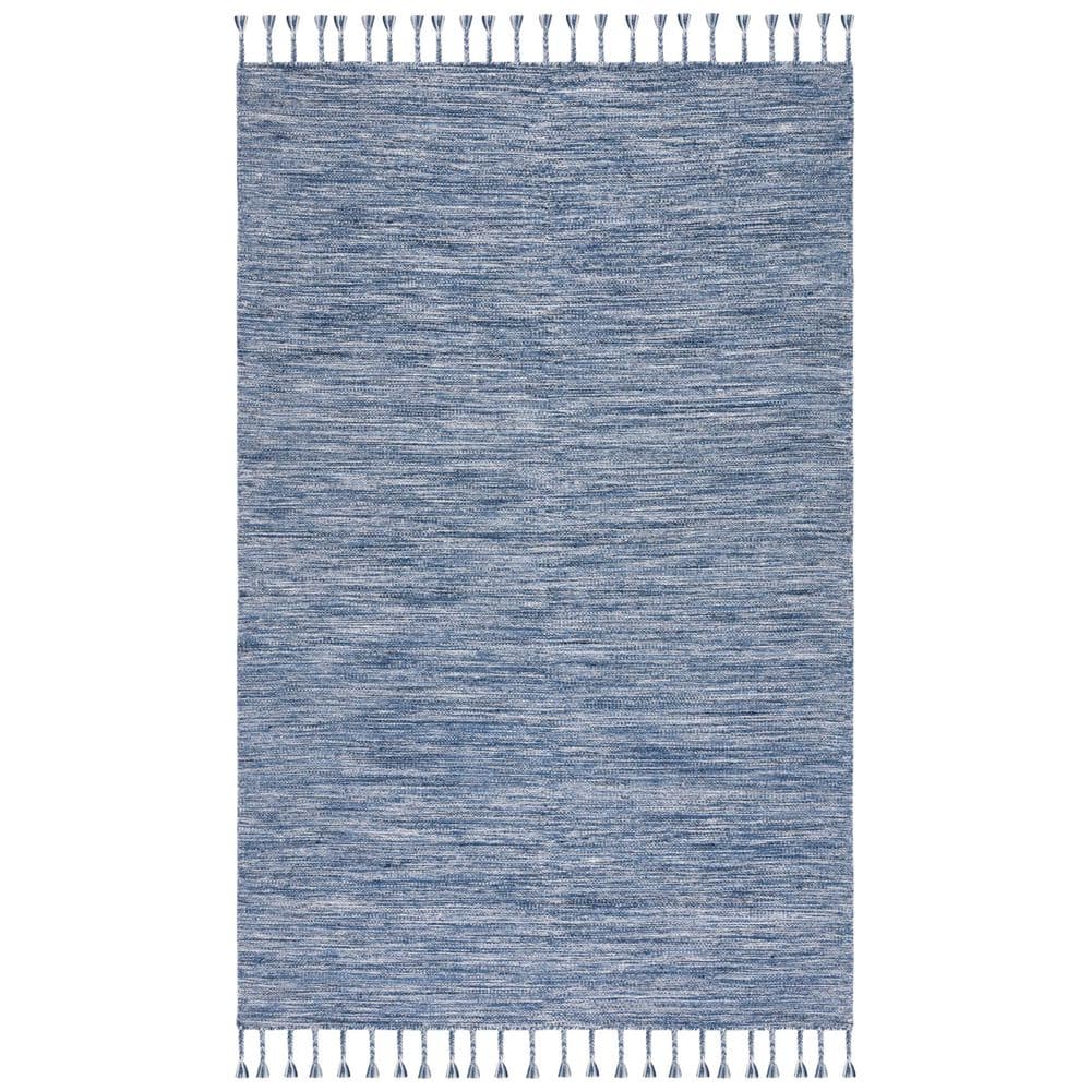 SAFAVIEH Dhurries 6 ft. x 9 ft. Navy/Beige Horizontal Static Area Rug ...